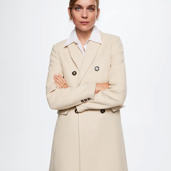 Mango | Jackets & Coats | Nwt Mango Double Breasted Wool Blend Coat ...